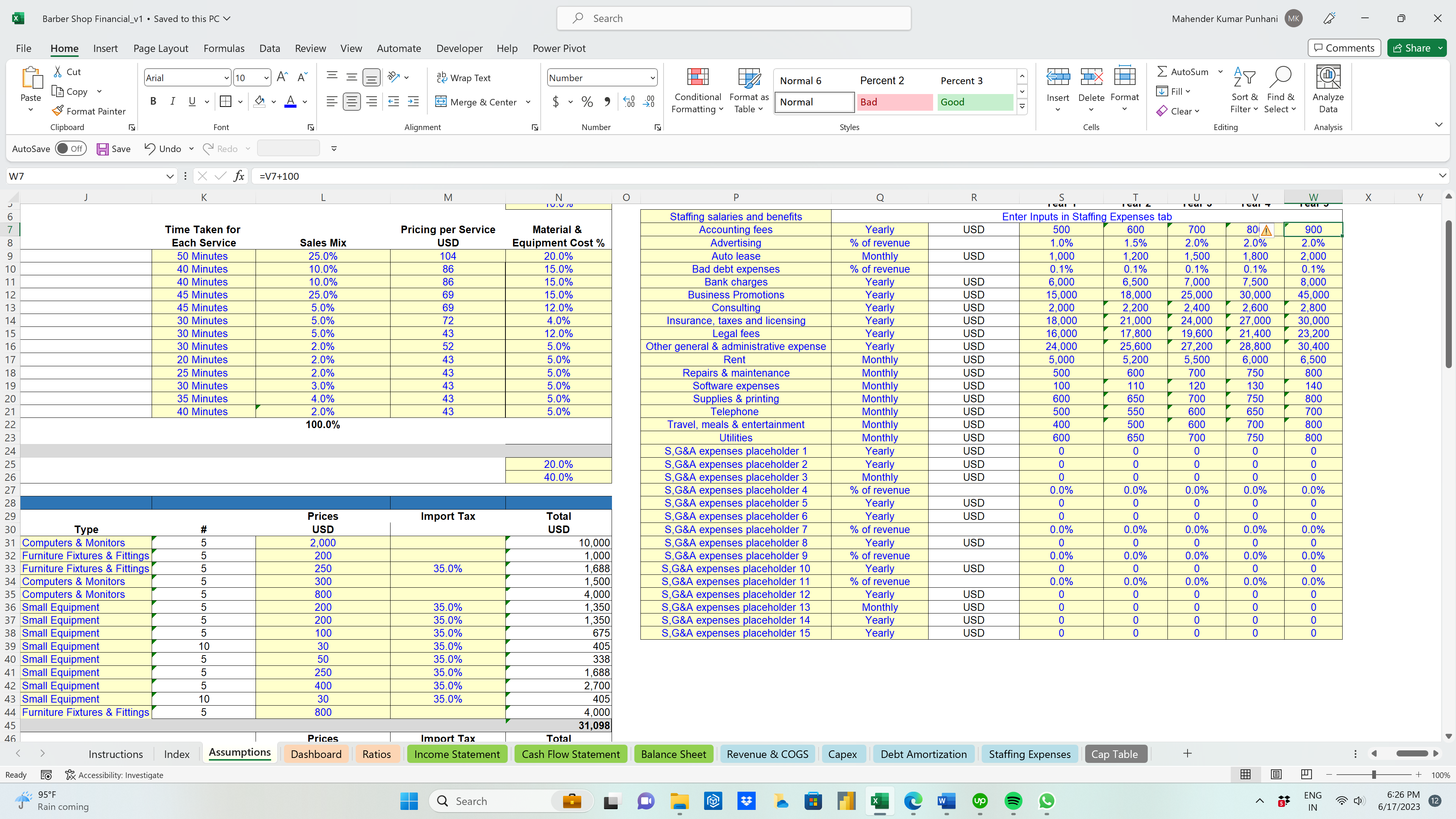 Barber Shop Financial Model - Eloquens