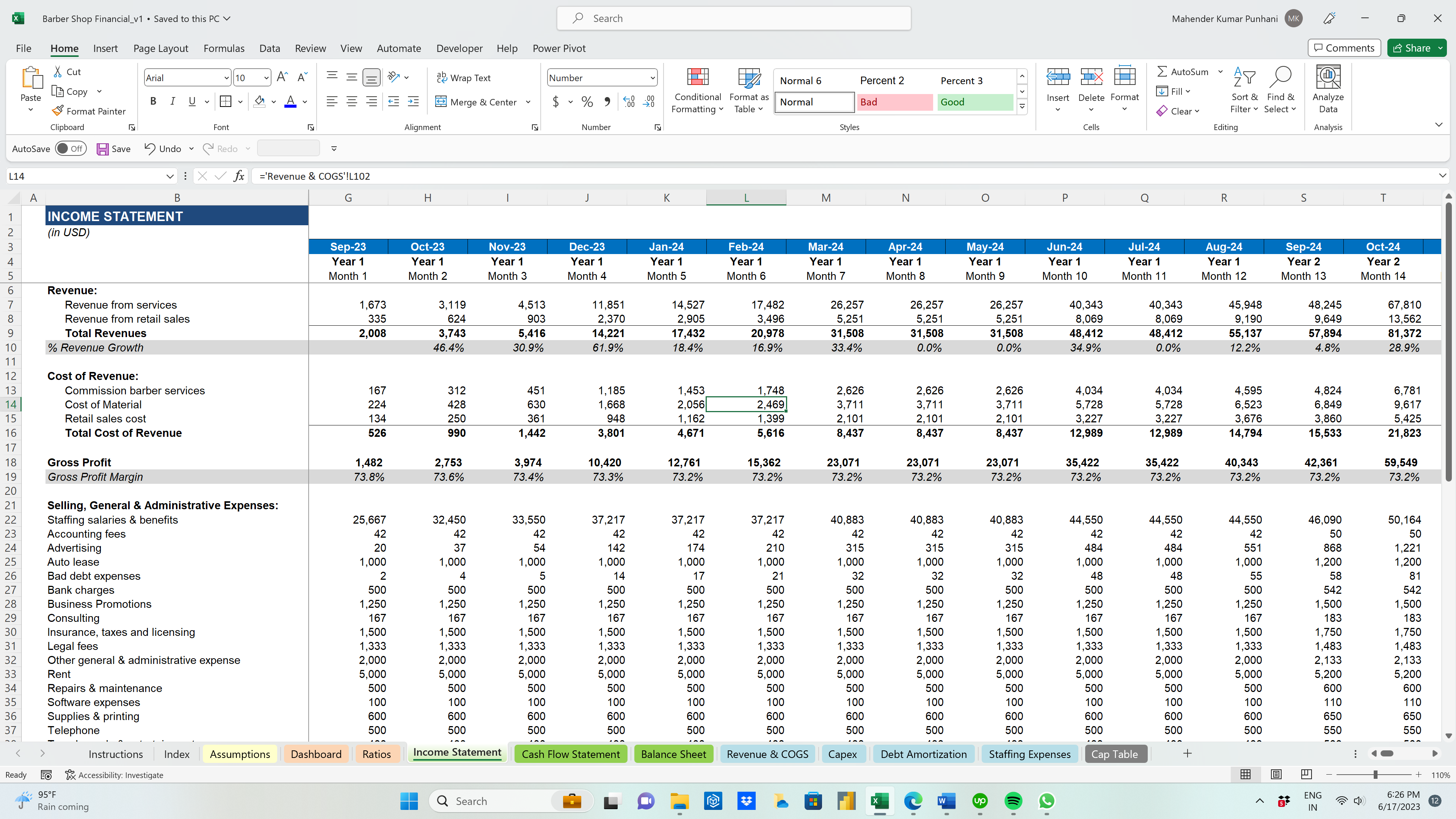 Barber Shop Financial Model - Eloquens