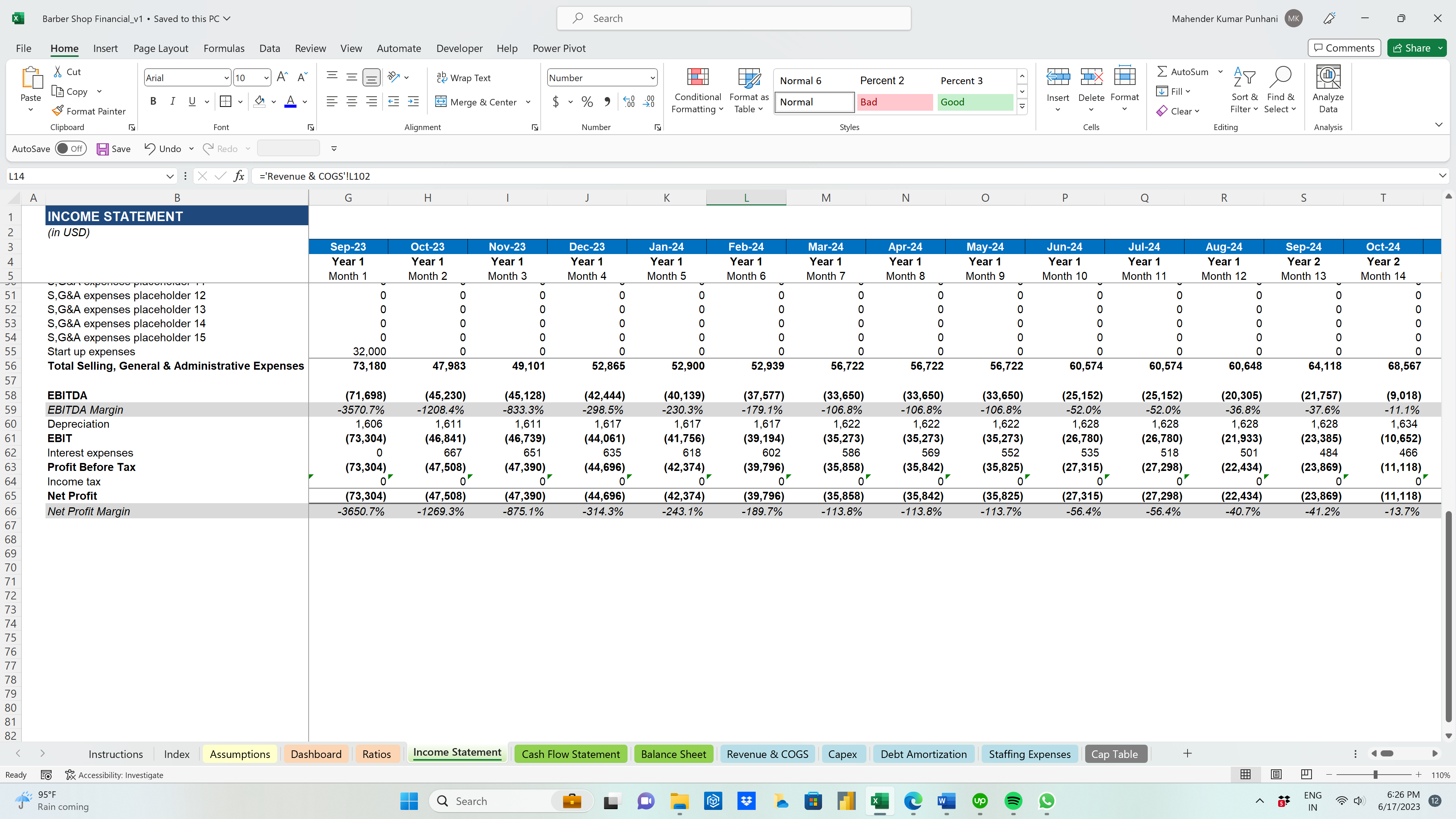 Barber Shop Financial Model - Eloquens