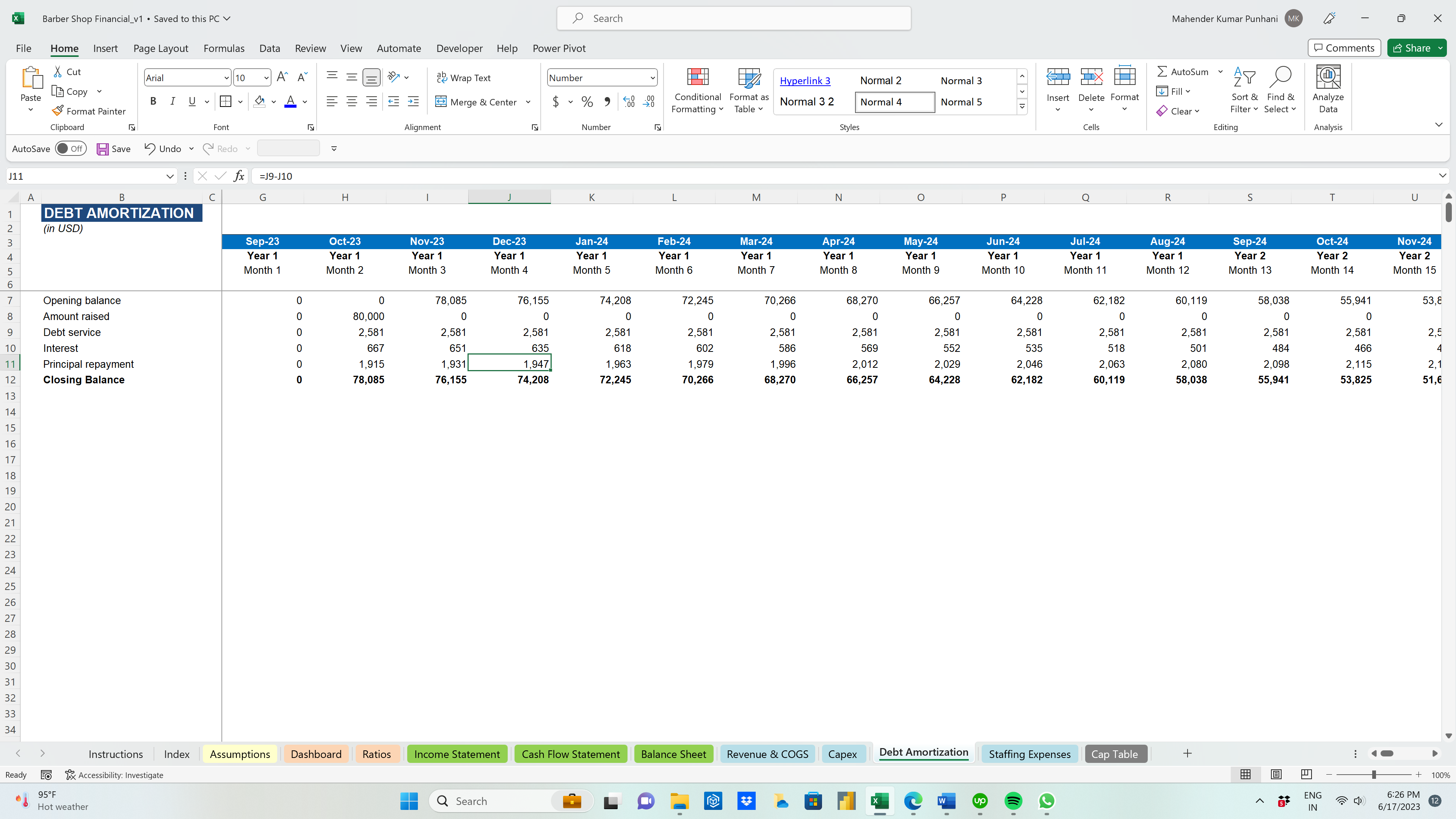 Barber Shop Financial Model - Eloquens