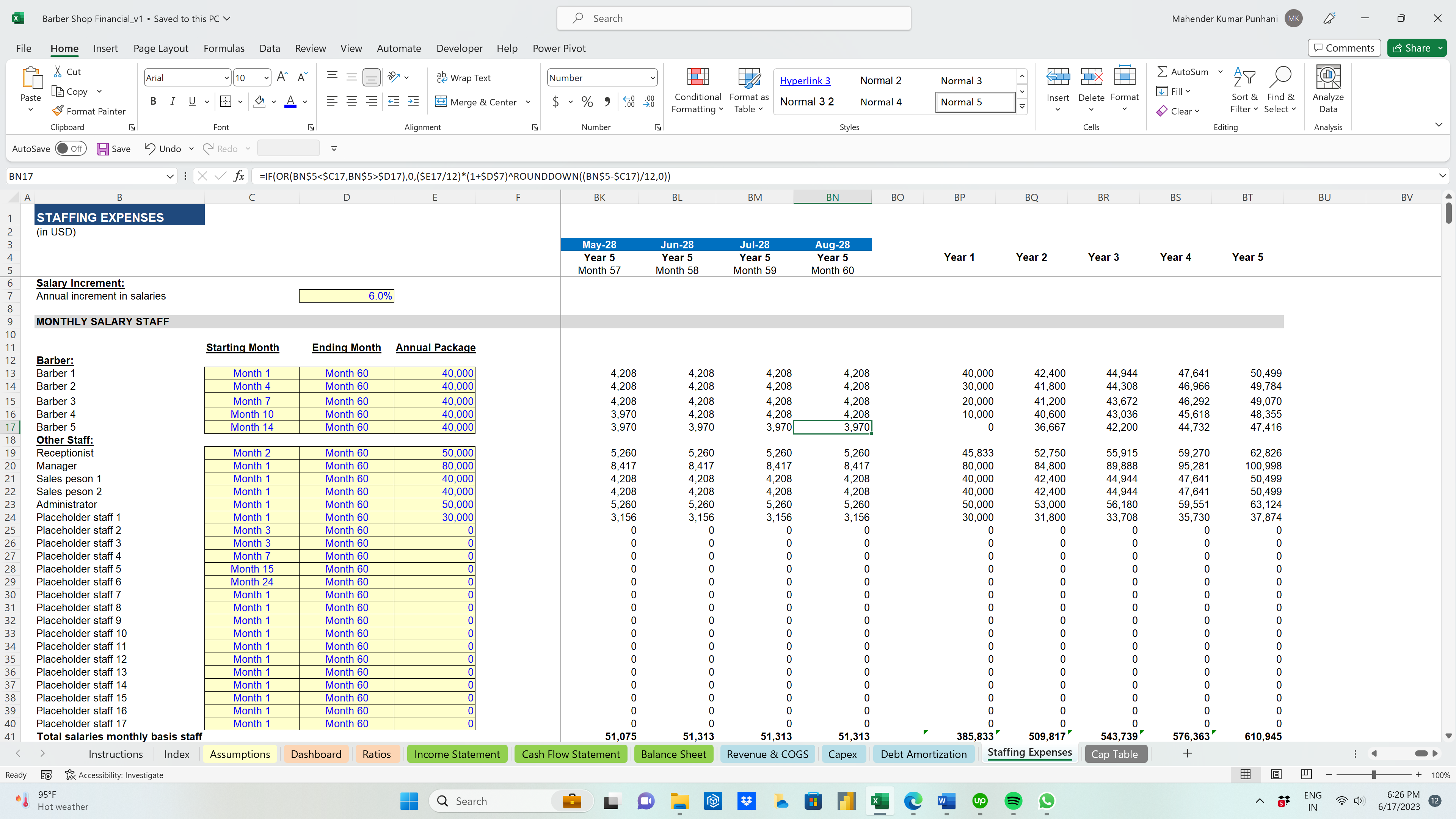 Barber Shop Financial Model - Eloquens