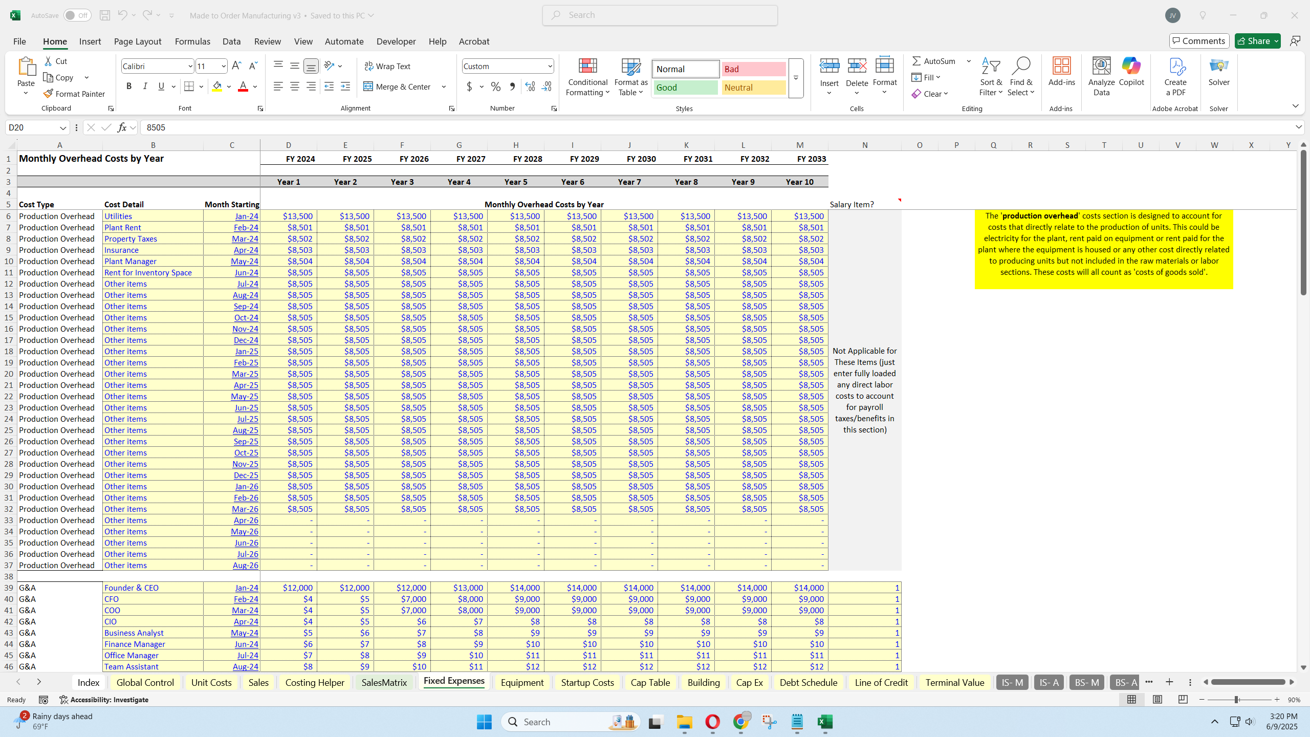 Made to Order Manufacturing - 10 Year Forecasting Model - Eloquens
