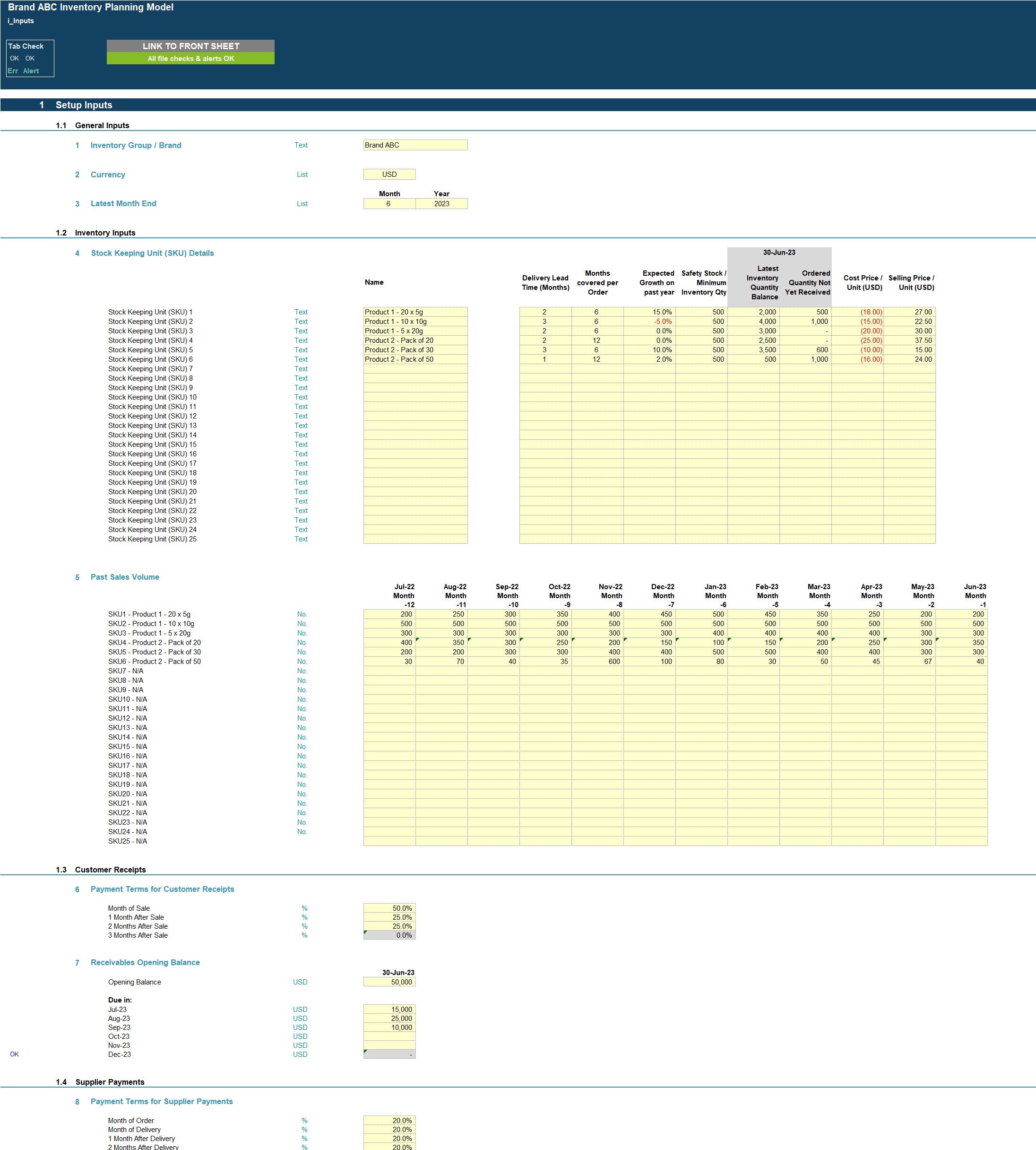 Inventory Planning & Reordering Excel Model - Eloquens